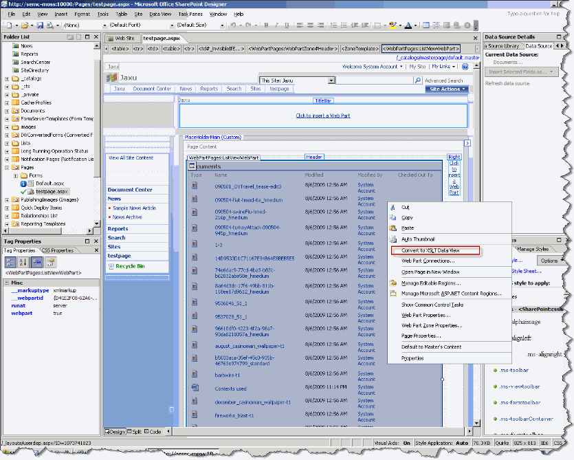 MOSS 2007中将Documents Library转换为DataView Webpart - Jaxu - 博客园